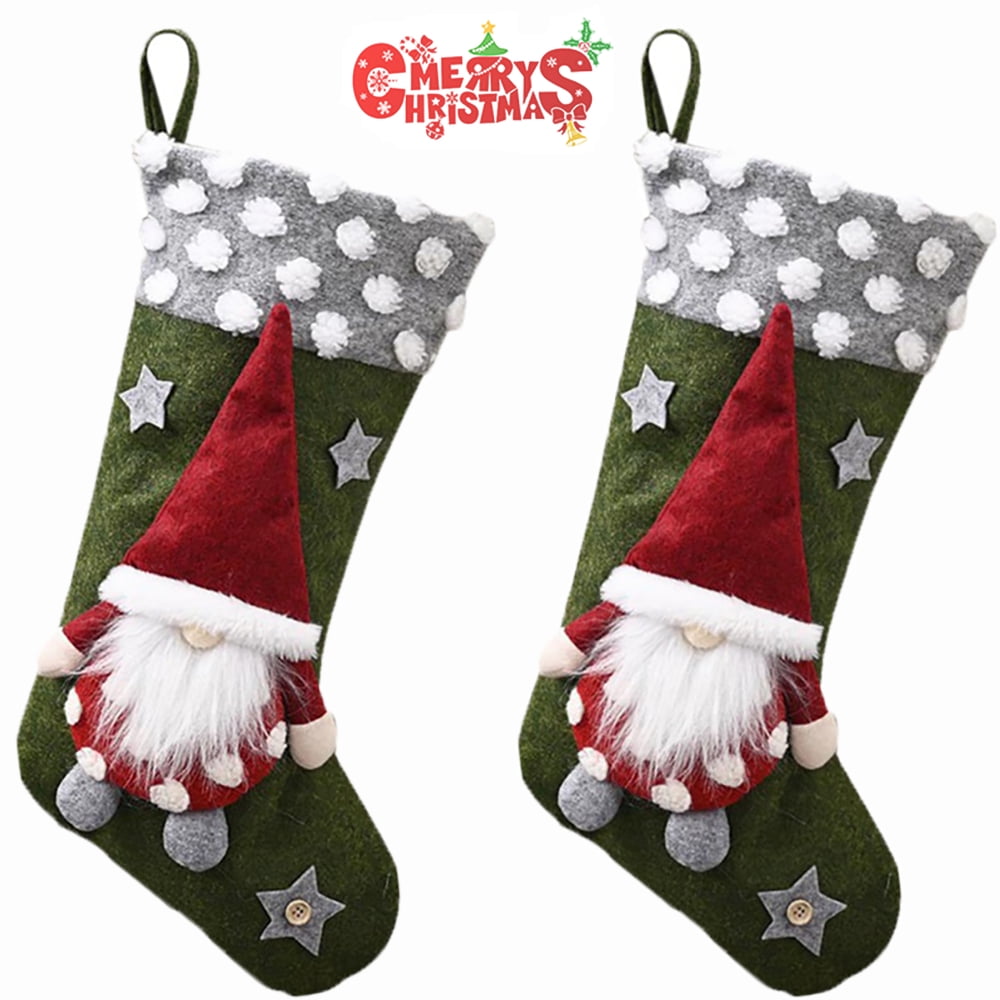 2 Pack Christmas Stockings, 20" Tomte Gnomes Large Stockings Swedish ...
