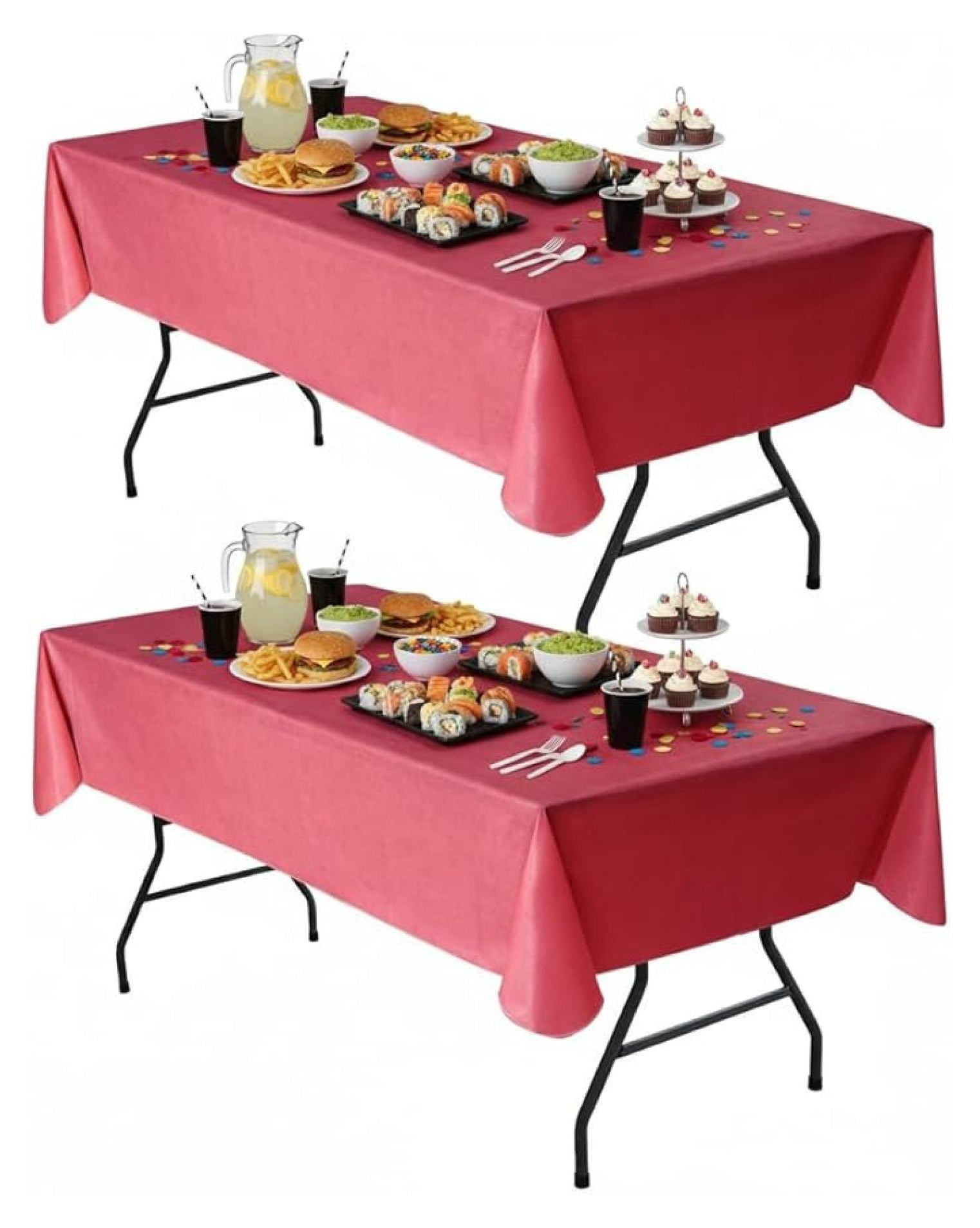 2 Pack Christmas Table Cloth Rectangle 60x120 Inch-Vinyl Plastic Red ...