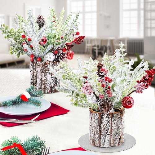 2 Pack Christmas Table Decorations, 14 Inch Christmas Centerpiece Small ...