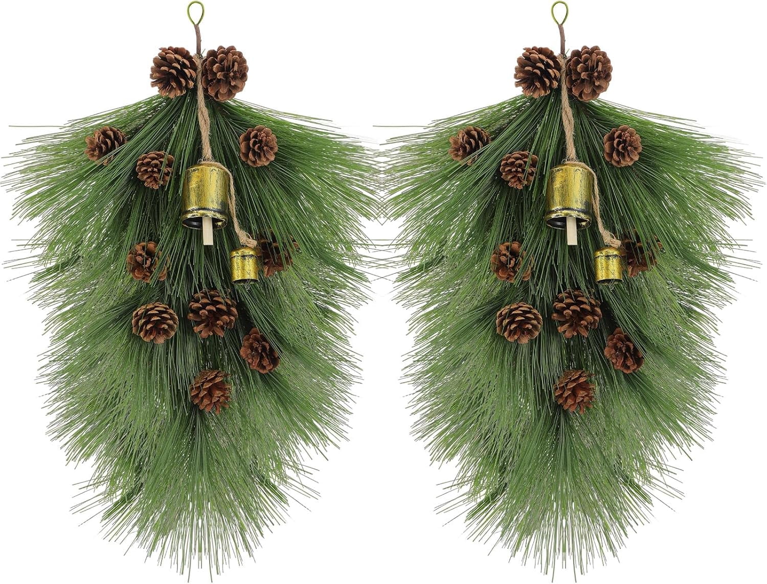 2 Pack Christmas Teardrop Swags 22" Long Pine Needle Teardrop Swags ...