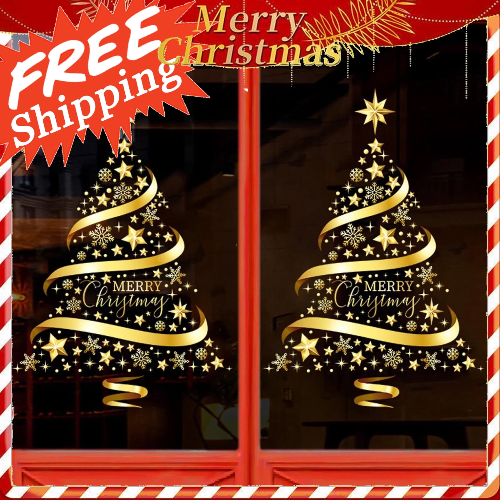 2 Pack Christmas Tree Window Clings Stickers for Glass, Extra Large ...