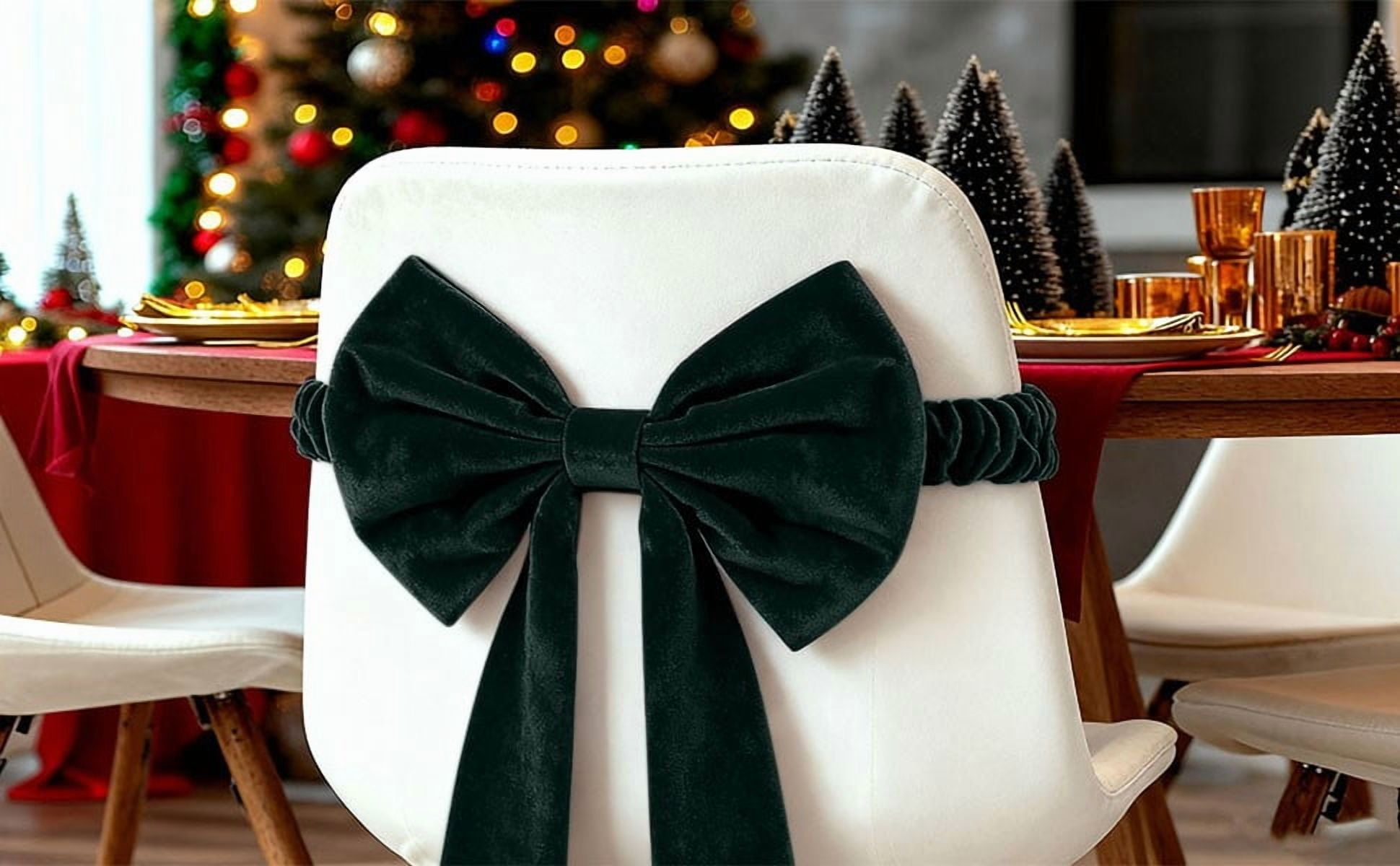 2 Pack Christmas Velvet Chair Sashes 12 x 29.5 Inch Sashes Chair Bows ...