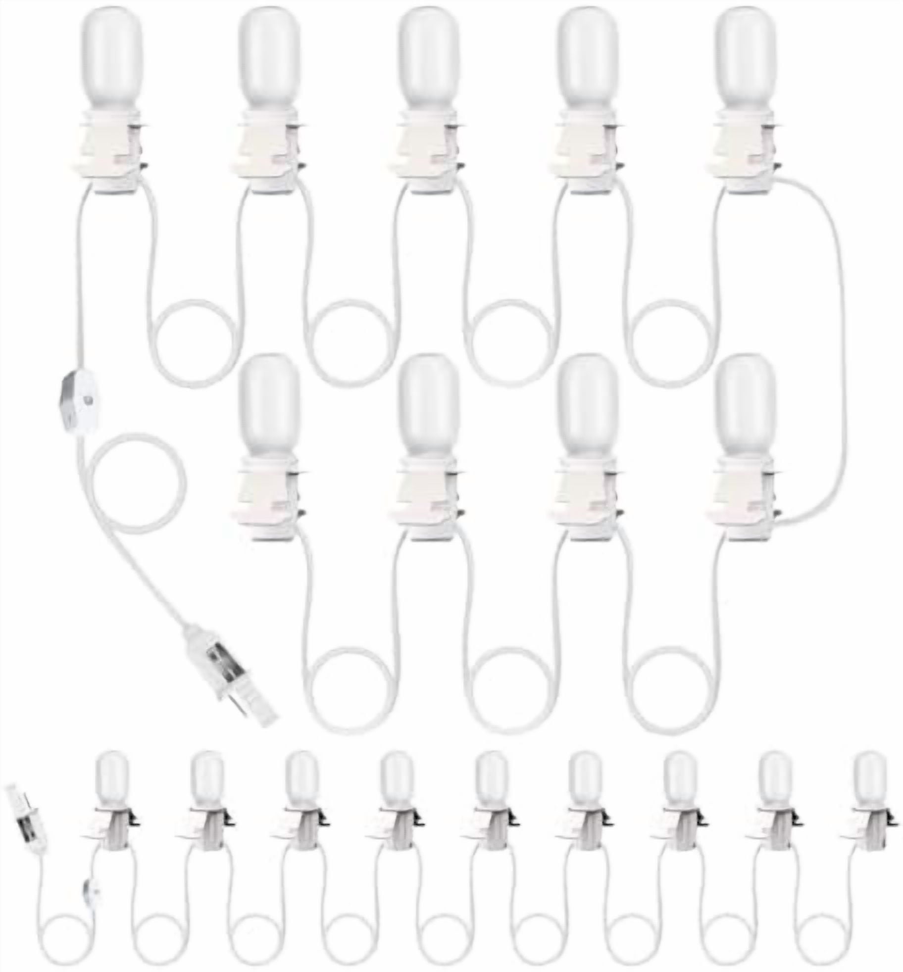 2 Pack Christmas Village Light Cords with 18 T20 LED Bulbs, Each 16.4 ...