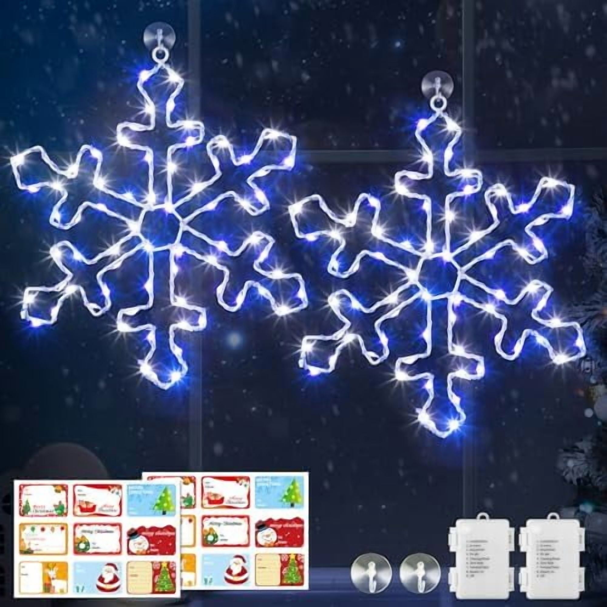 2 Pack Christmas Window Lights, 12 Inch Snowflake Lighted Decorations ...