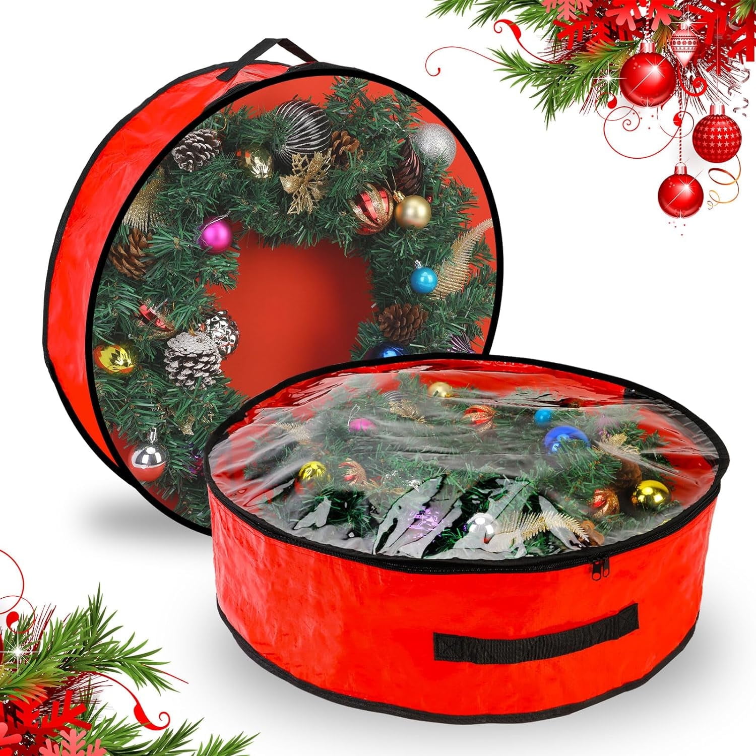 2 Pack Christmas Wreath Storage Container, Christmas Garland Storage ...