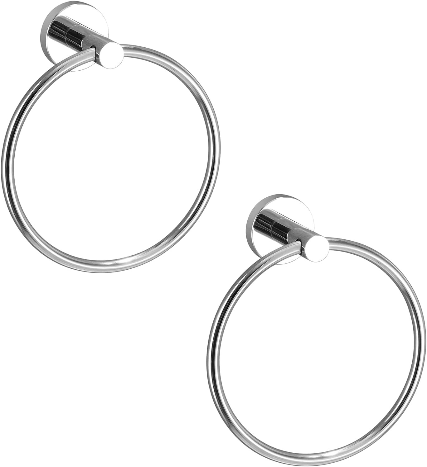 2 Pack Chrome Towel Ring, Round Hand Towel Holder for Bathroom Wall ...