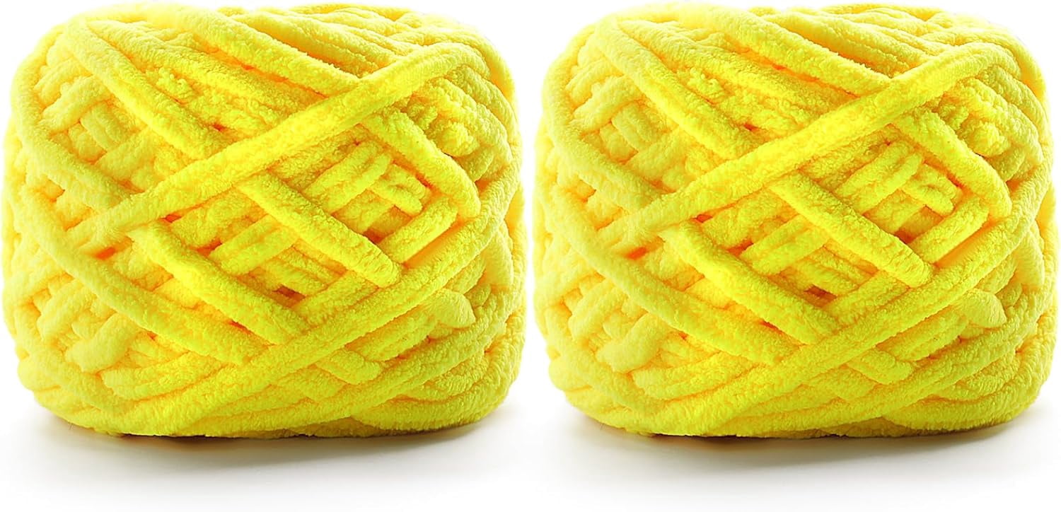 2 Pack Chunky Chenille Yarn for Crocheting - 148 Yards Soft Baby ...