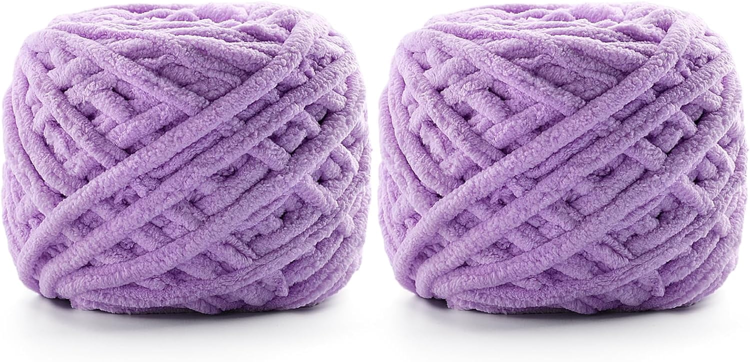 2 Pack Chunky Chenille Yarn for Crocheting - 148 Yards Soft Baby ...