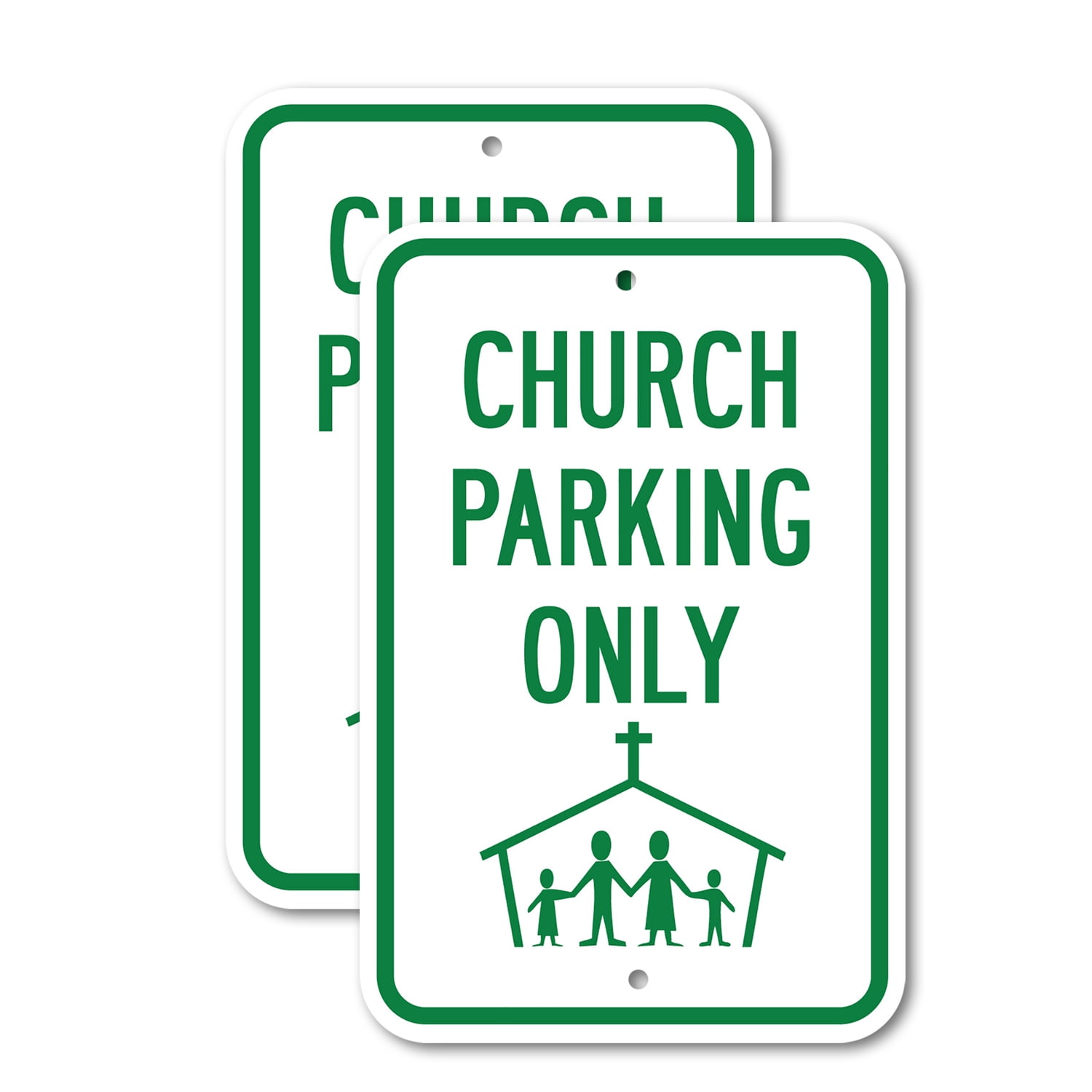(2 Pack) Church Parking Only (with Graphic) | 12" X 18" Heavy-Gauge ...