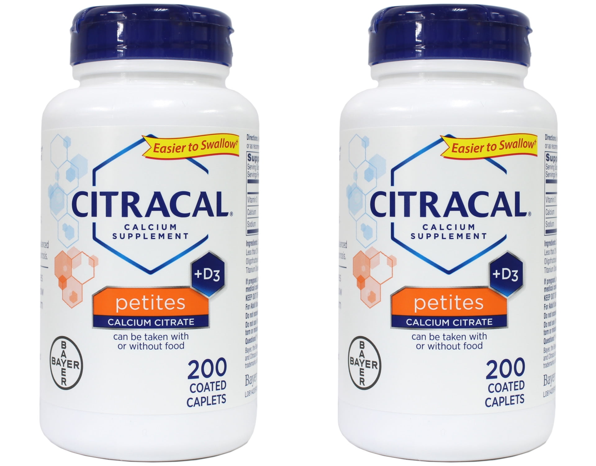 Citracal Petites - 2 Pack with Vitamin D3, 200 Tablets Each - Walmart.com