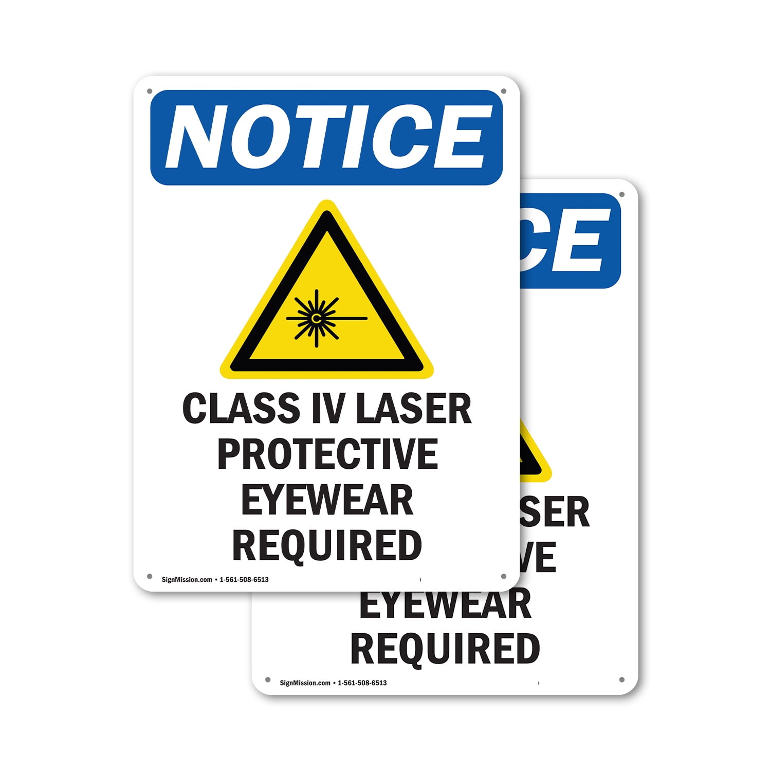 (2 Pack) Class IV Laser Protective OSHA Notice Sign 12 Inch X 18 Inch ...