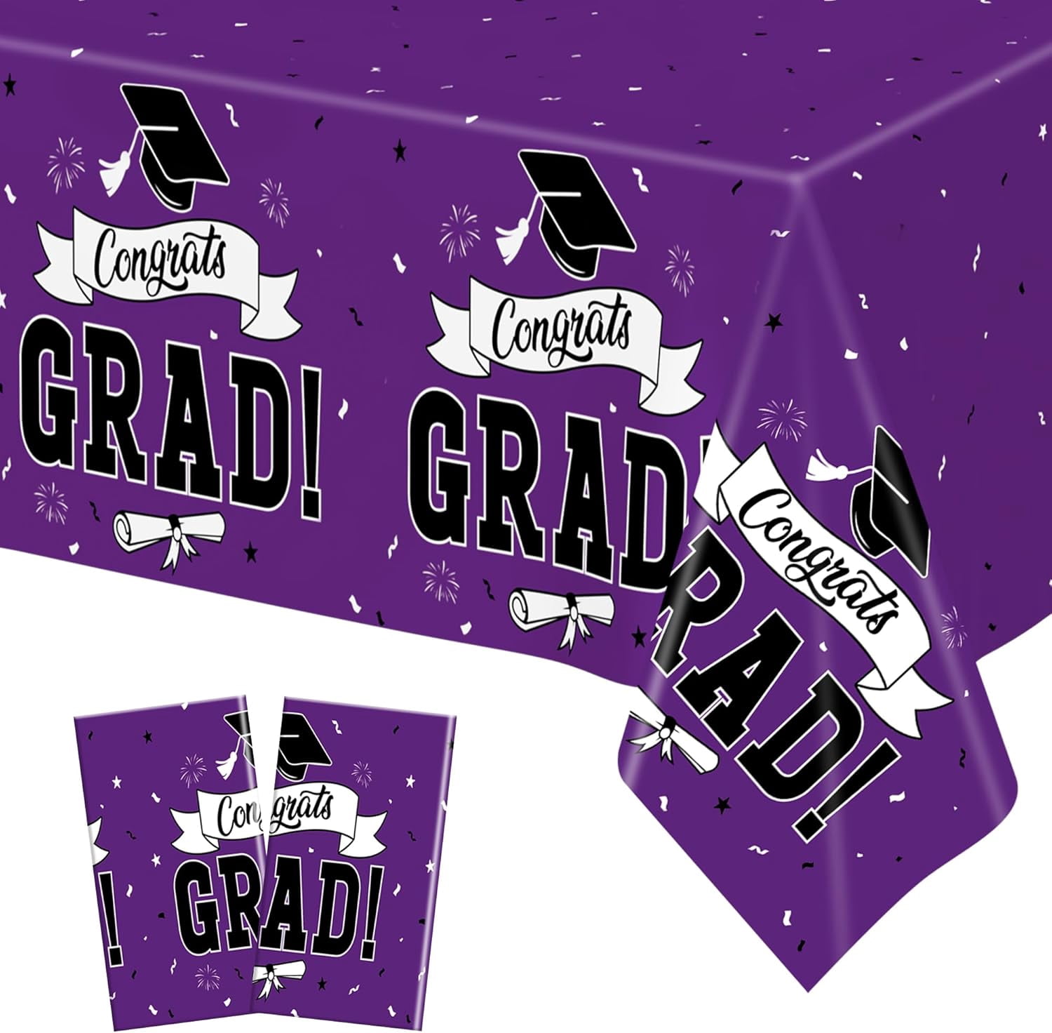 2 Pack Class of 2026 Purple Disposable Plastic Graduation Tablecloth ...