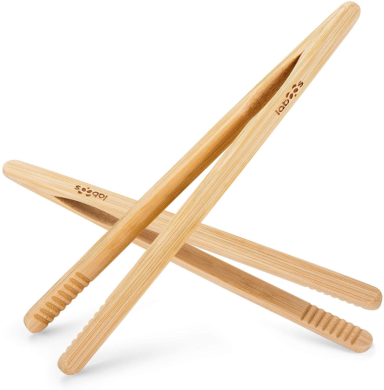 2-Pack Classic 8.7” Bamboo Toast Tongs – Natural Wooden Tongs for ...