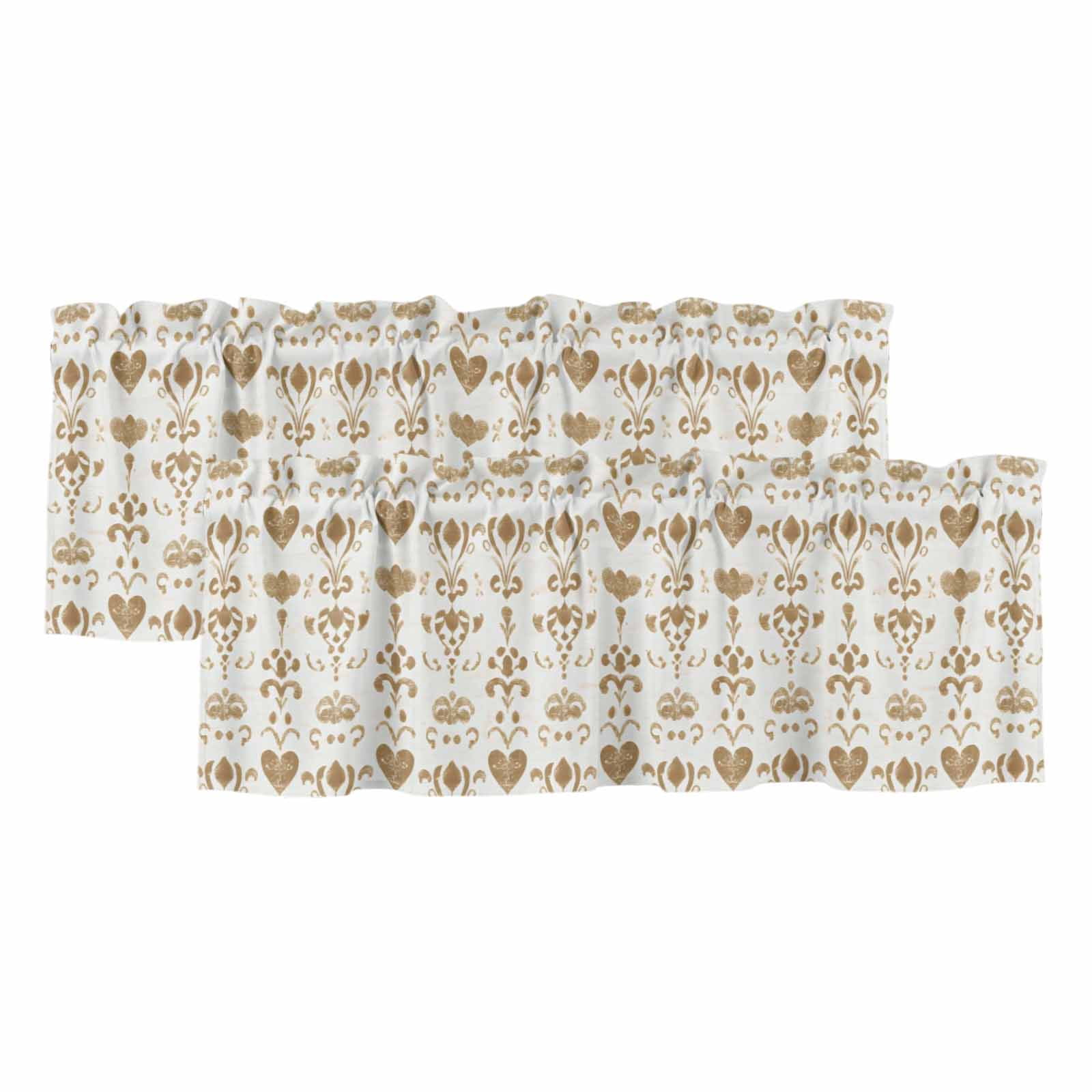 2 Pack Classic Damask Valance for Window French Country Caramel Heart ...