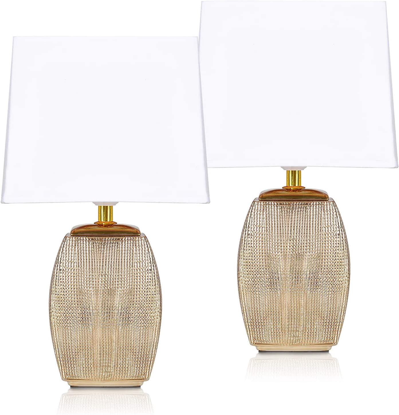 2-Pack Classic Table or Bedside Lamps - Gold/White - Ceramic Base - 15 ...