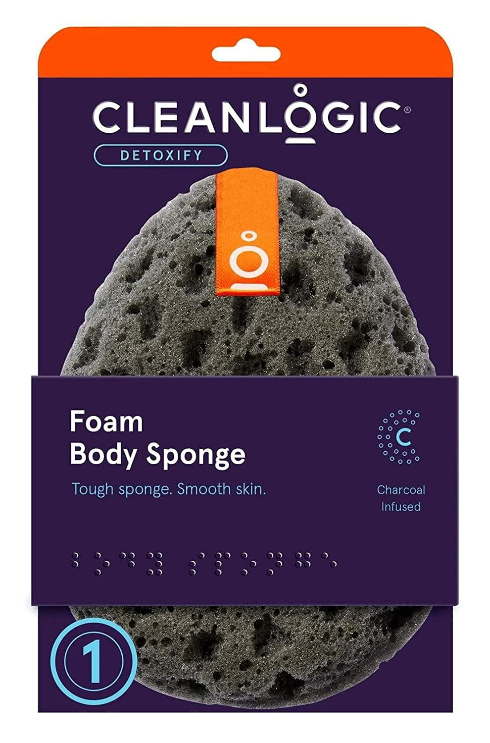 Clean Logic Detoxify Charcoal Infused Foam Body Sponge, 2 Pack ...