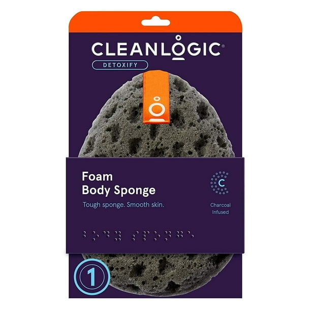 (2 Pack) Clean Logic Charcoal Infused Foam Sea Sponge - Walmart ...