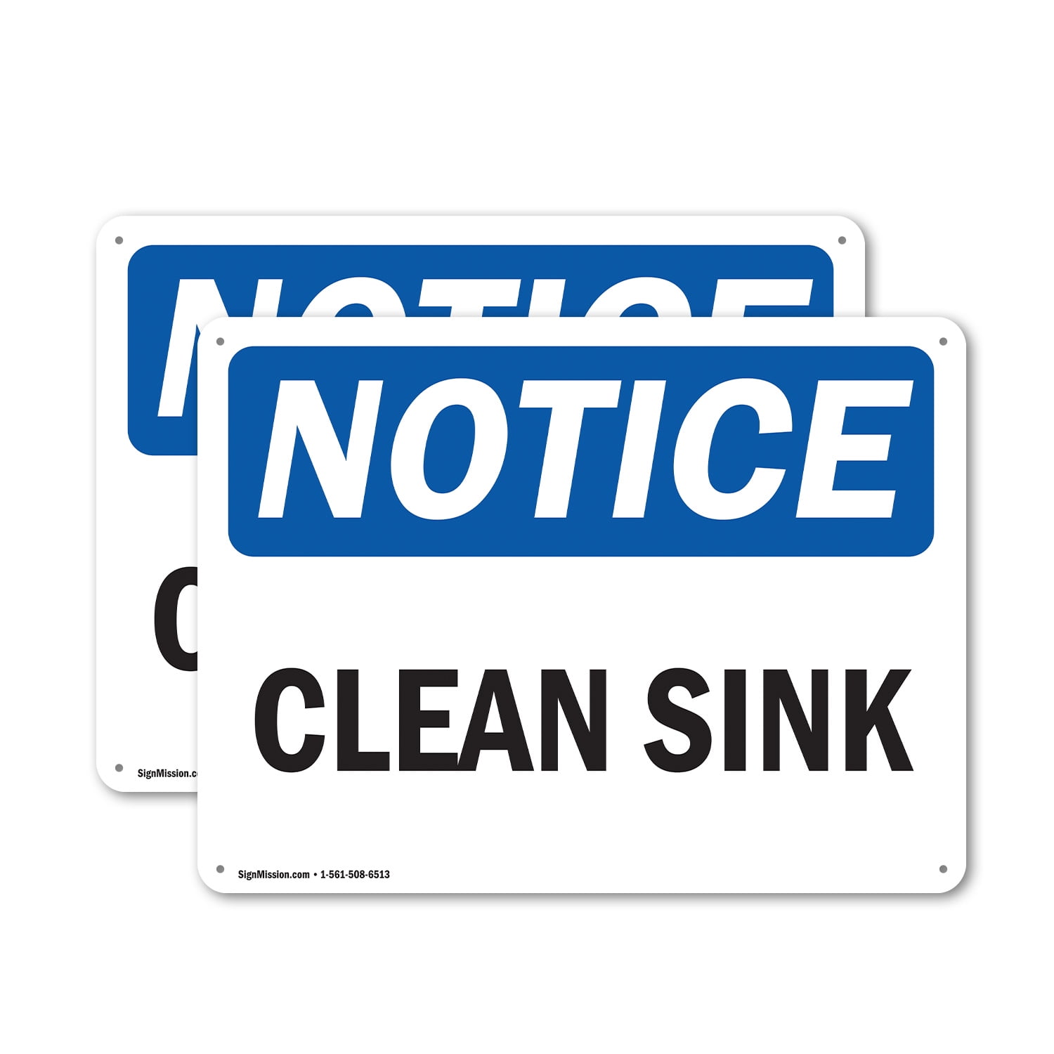 (2 Pack) Clean Sink OSHA Notice Sign 10 Inch X 7 Inch Indoor / Outdoor ...