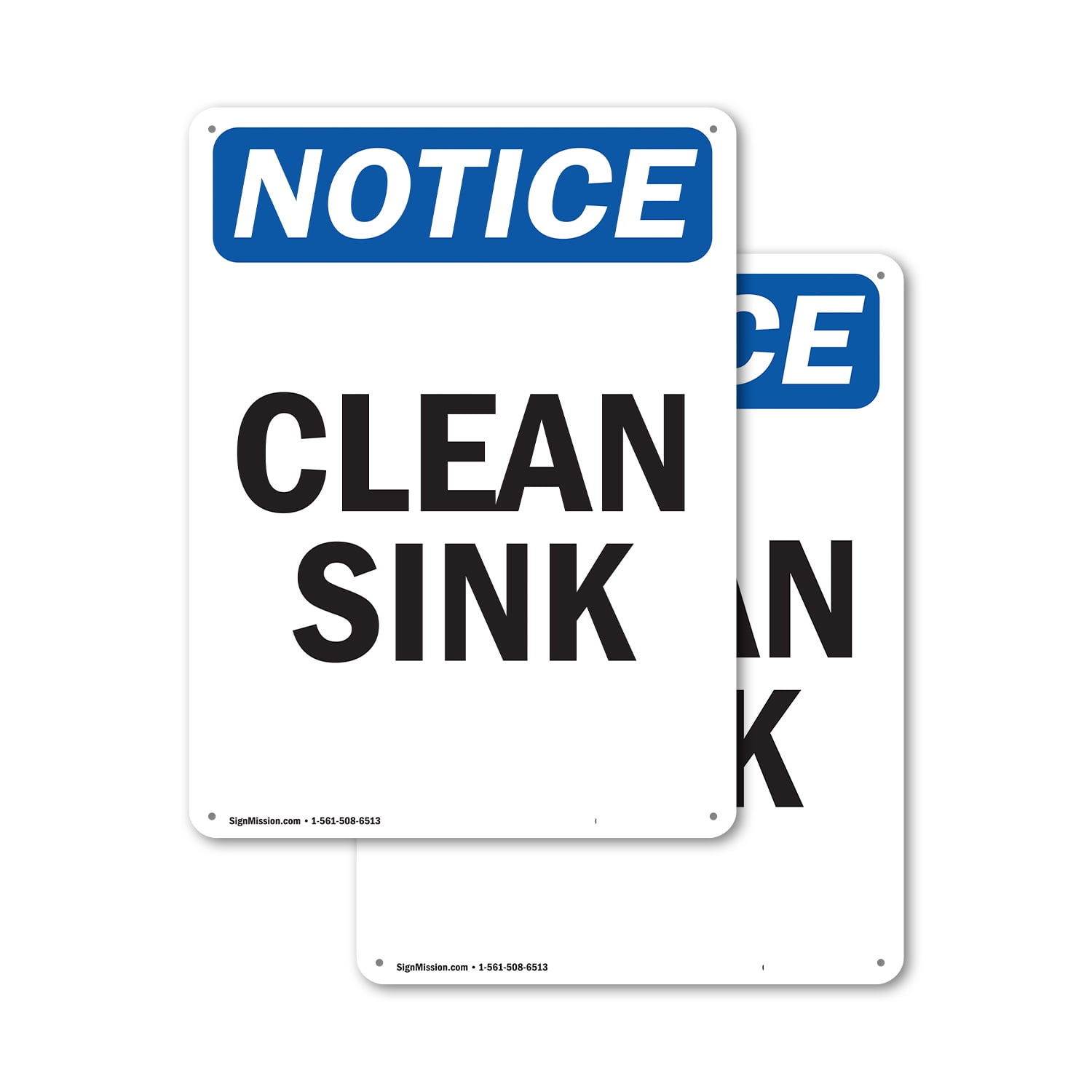 (2 Pack) Clean Sink OSHA Notice Sign 12 Inch X 18 Inch Plastic Sign ...