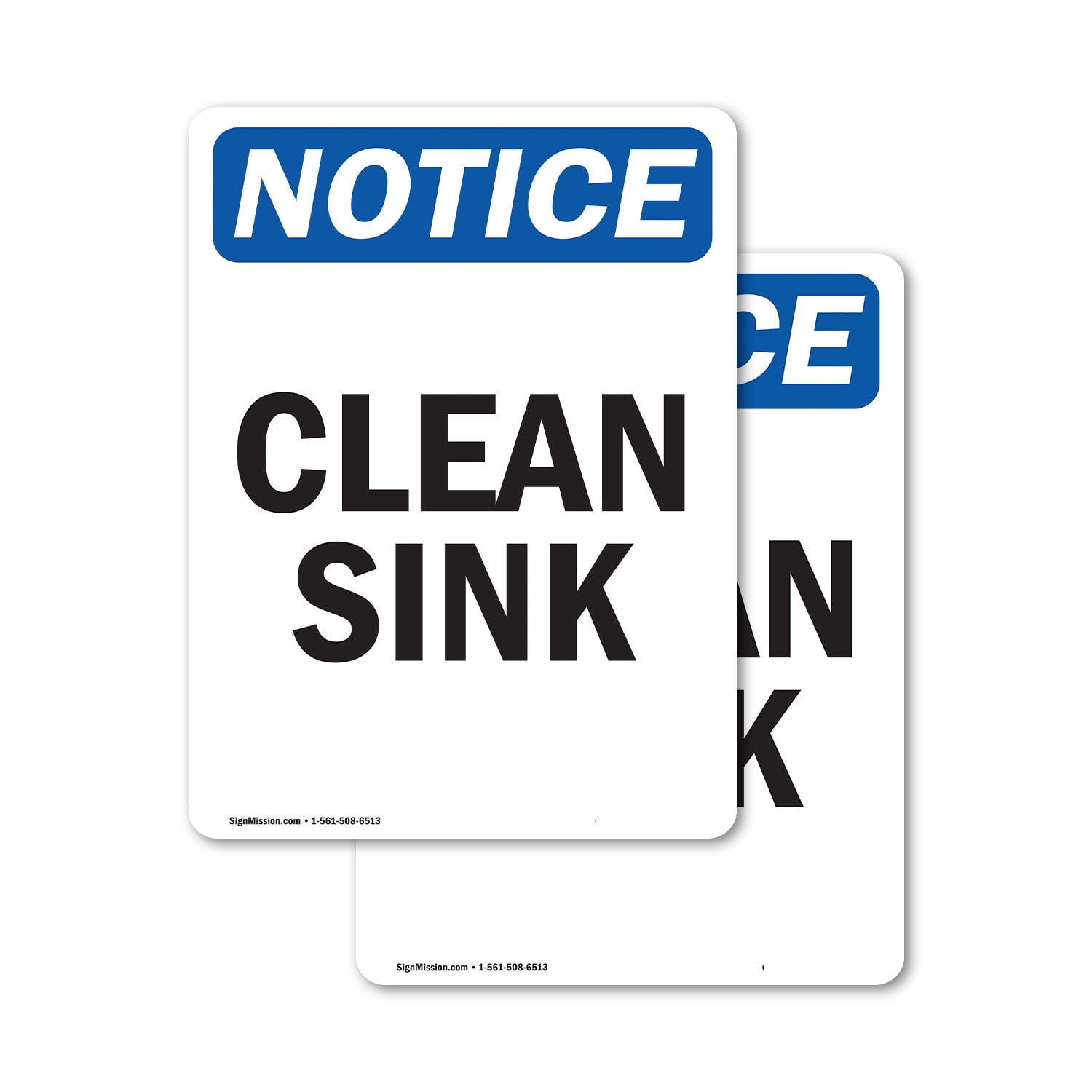 (2 Pack) Clean Sink OSHA Notice Sign 18 Inch X 24 Inch Vinyl Label ...