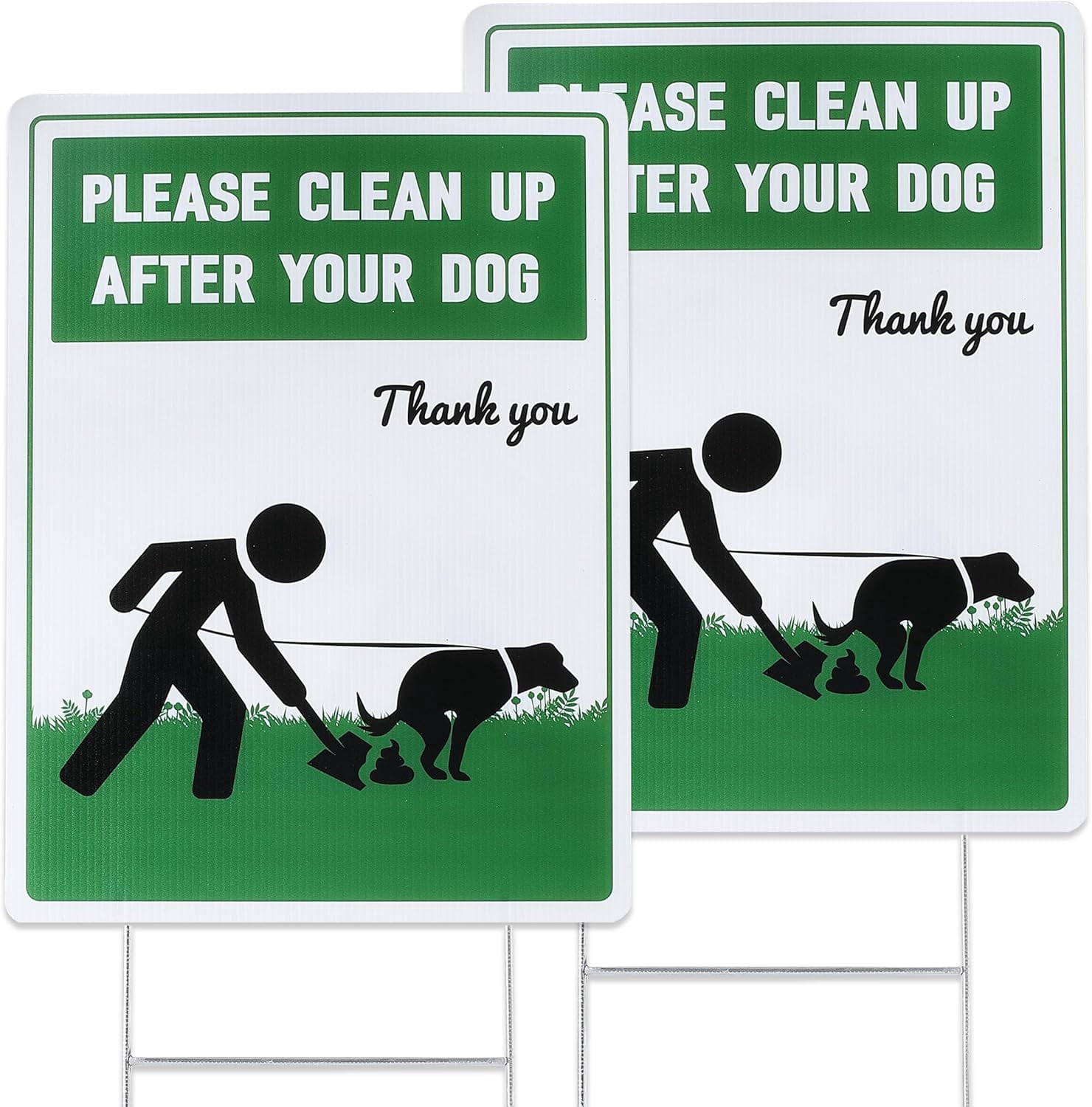 2 Pack Clean Up After Your Dog Signs, Two-sided No Dog Poop Signs for ...