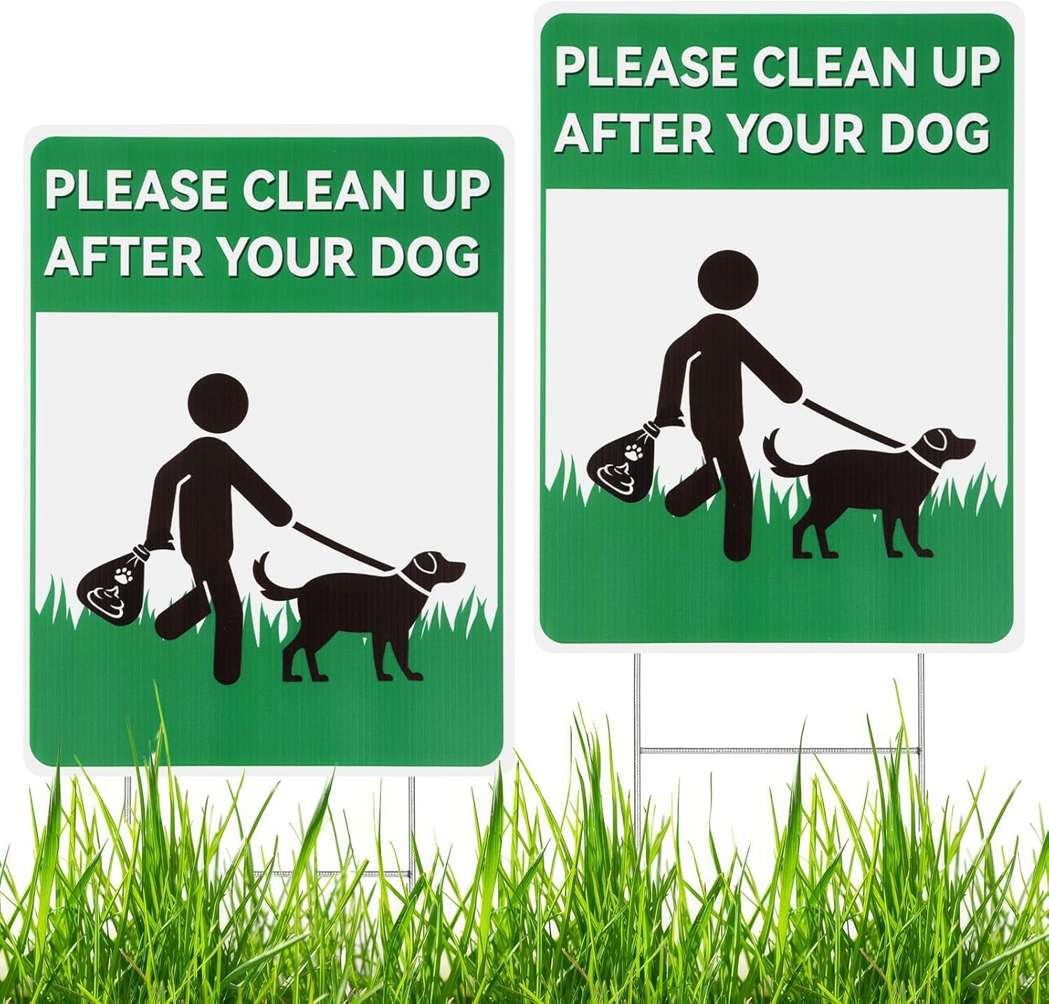 2 Pack Clean up After Your Dog Signs, 12.6" x 9.5" No Pooping Dogs ...