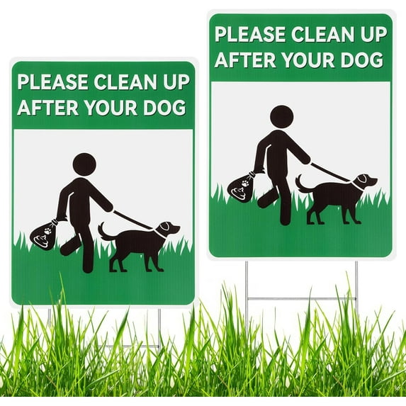 2 Pack Clean up After Your Dog Signs, 12.6" x 9.5" No Pooping Dogs ...