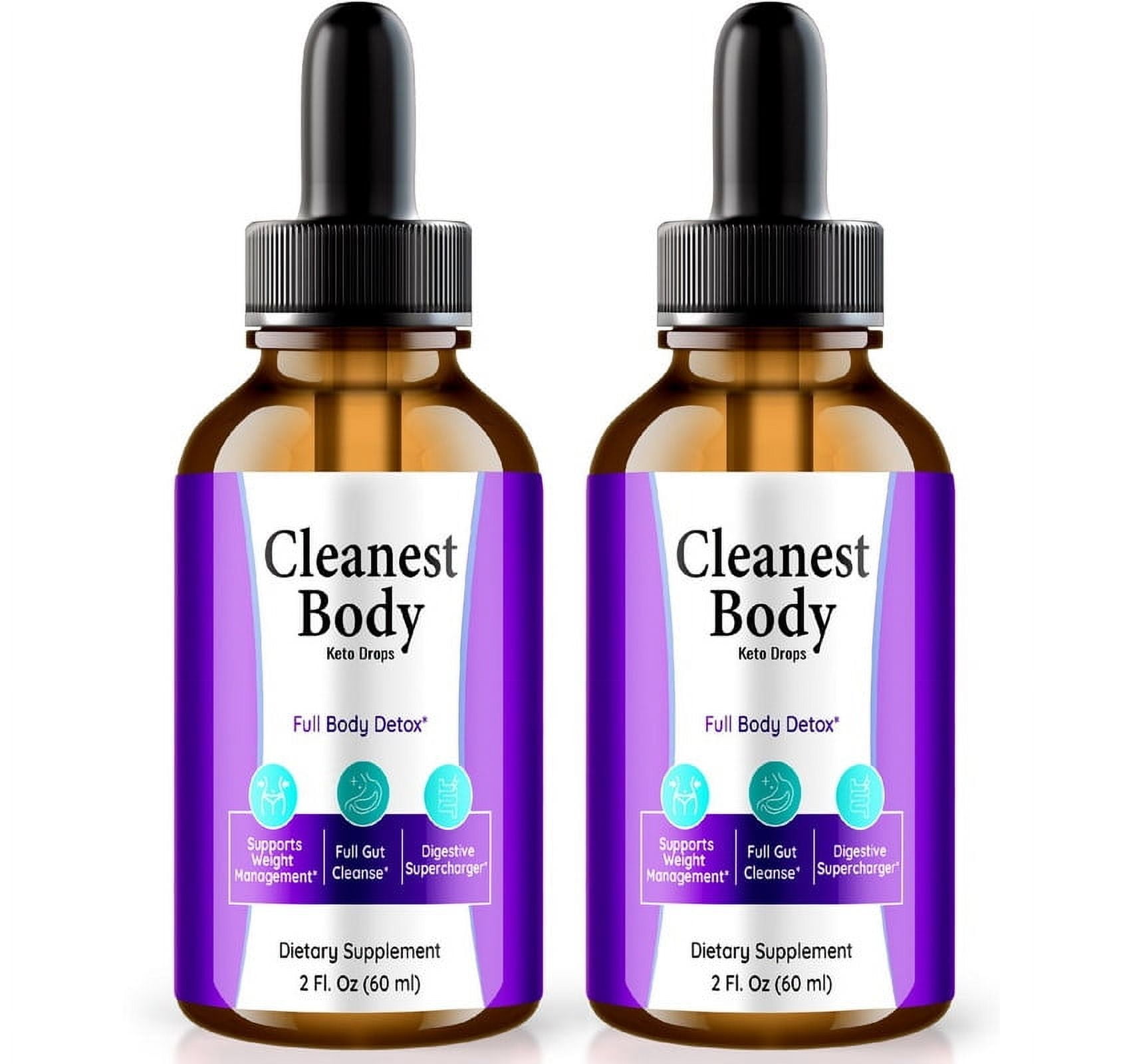 (2 Pack) Cleanest Body Drops, Organic Detox Formula for Overall Health ...