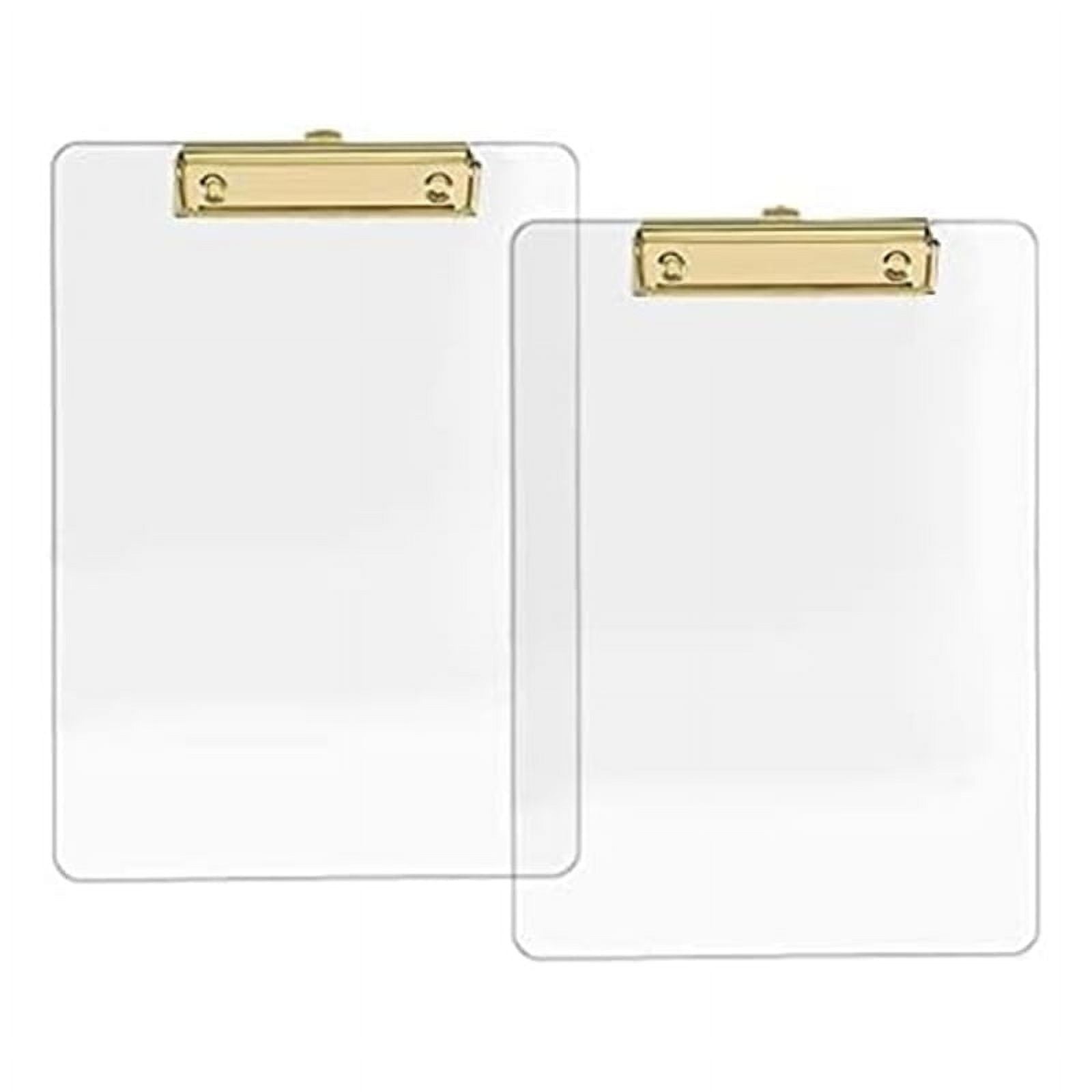 2 Pack Clear Acrylic Clipboard with Gold Clip, 8.8X12.2 A4 Letter Size ...