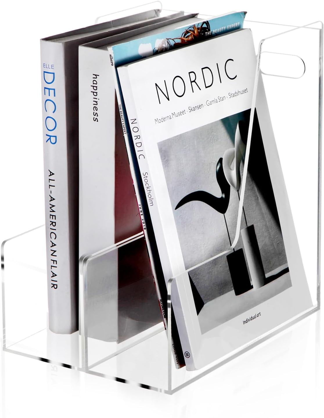 2 Pack Clear Acrylic Magazine File Holder, Single Slim Vertical ...
