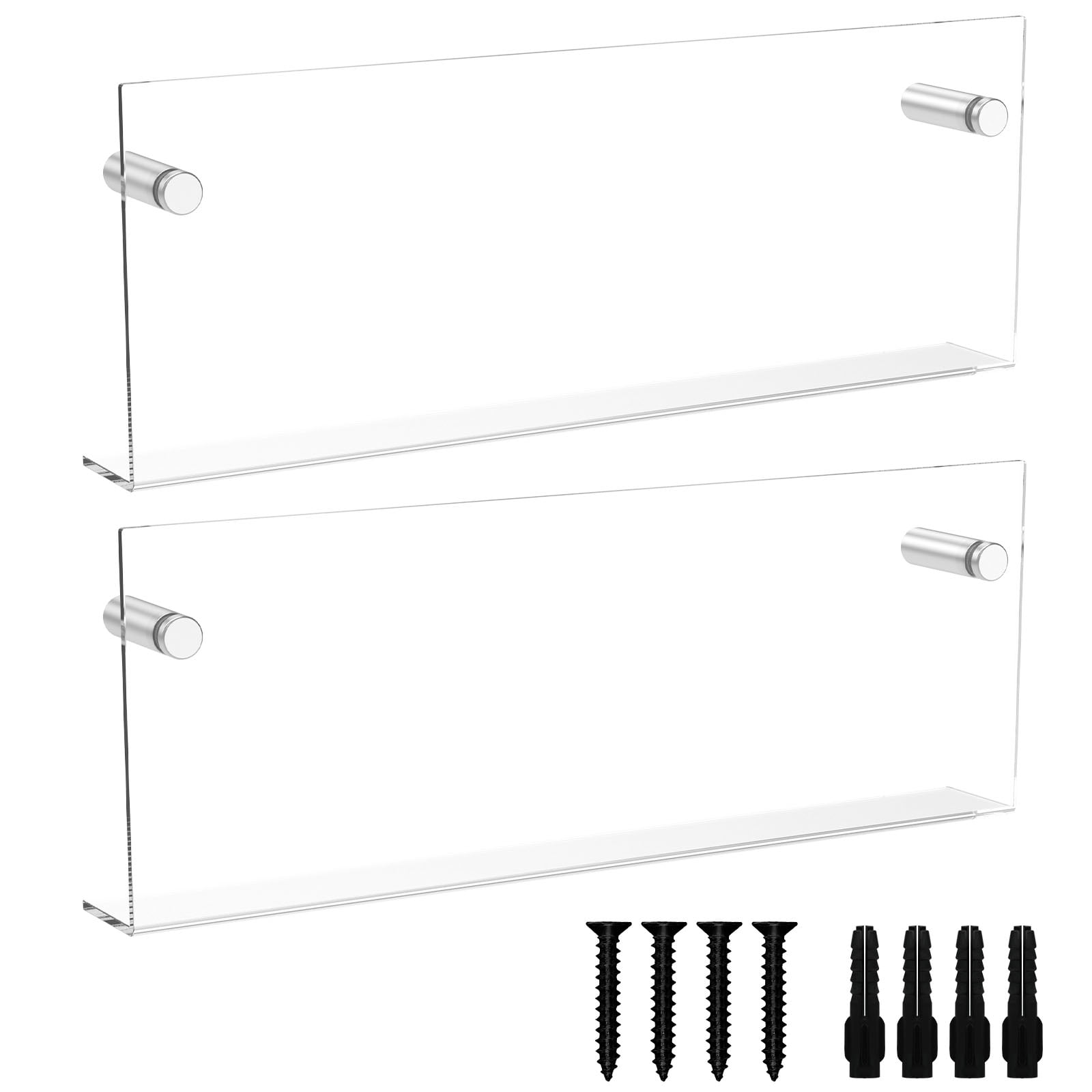 2 Pack Clear Acrylic Magazine Holder, Wall Mount Hanging Bookshelf ...
