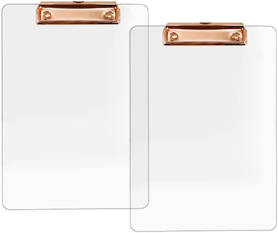 2 Pack Clear Acrylic Office Clipboard A4 Letter Size 8.6" x 12.2" (Rose ...