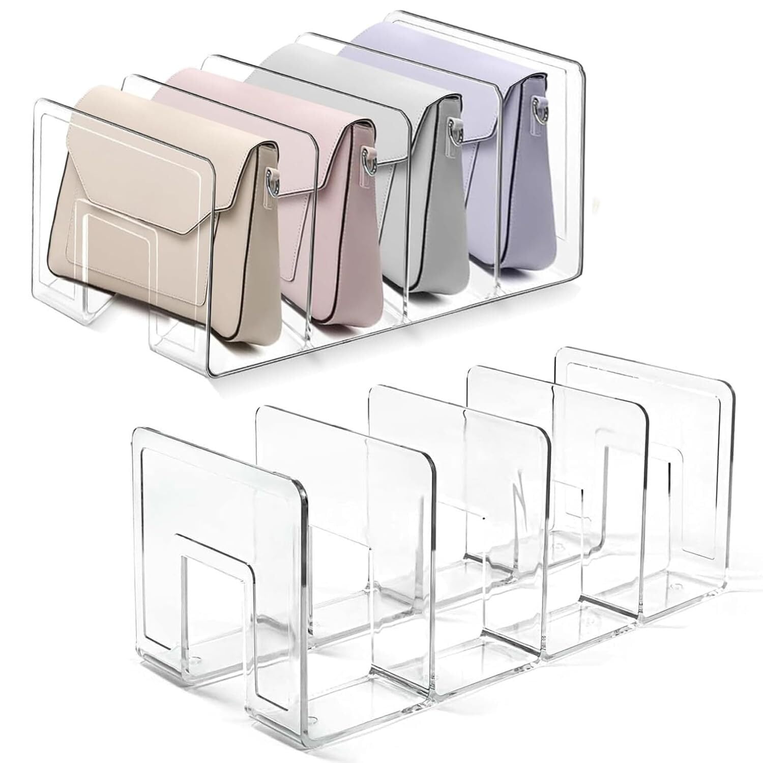 2 Pack Clear Acrylic Purse Organizer for Closet - Handbag & Bag Storage ...