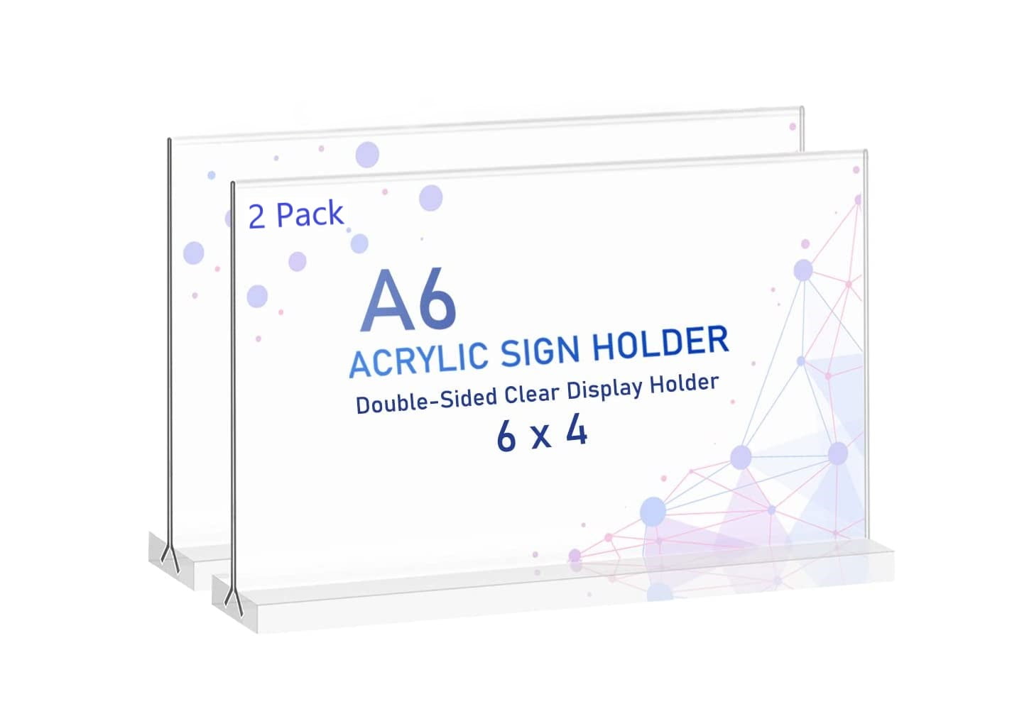 2 Pack Clear Acrylic Sign Holder Stand, 4x6 Inch Double-Sided T-Shaped ...