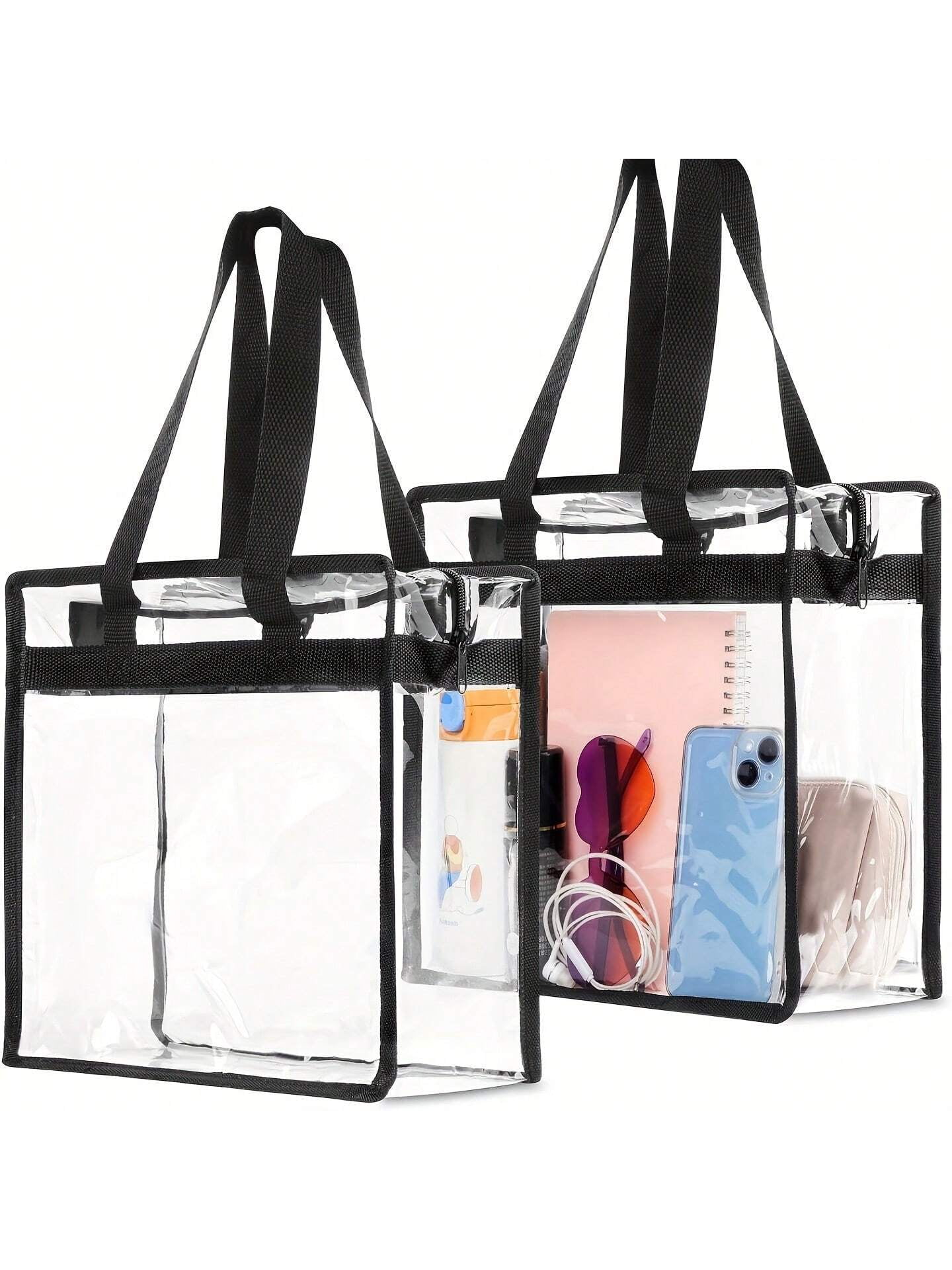 2 Pack Clear Bag for Stadium Events, 12x6x12 Large Transparent Tote Bag ...