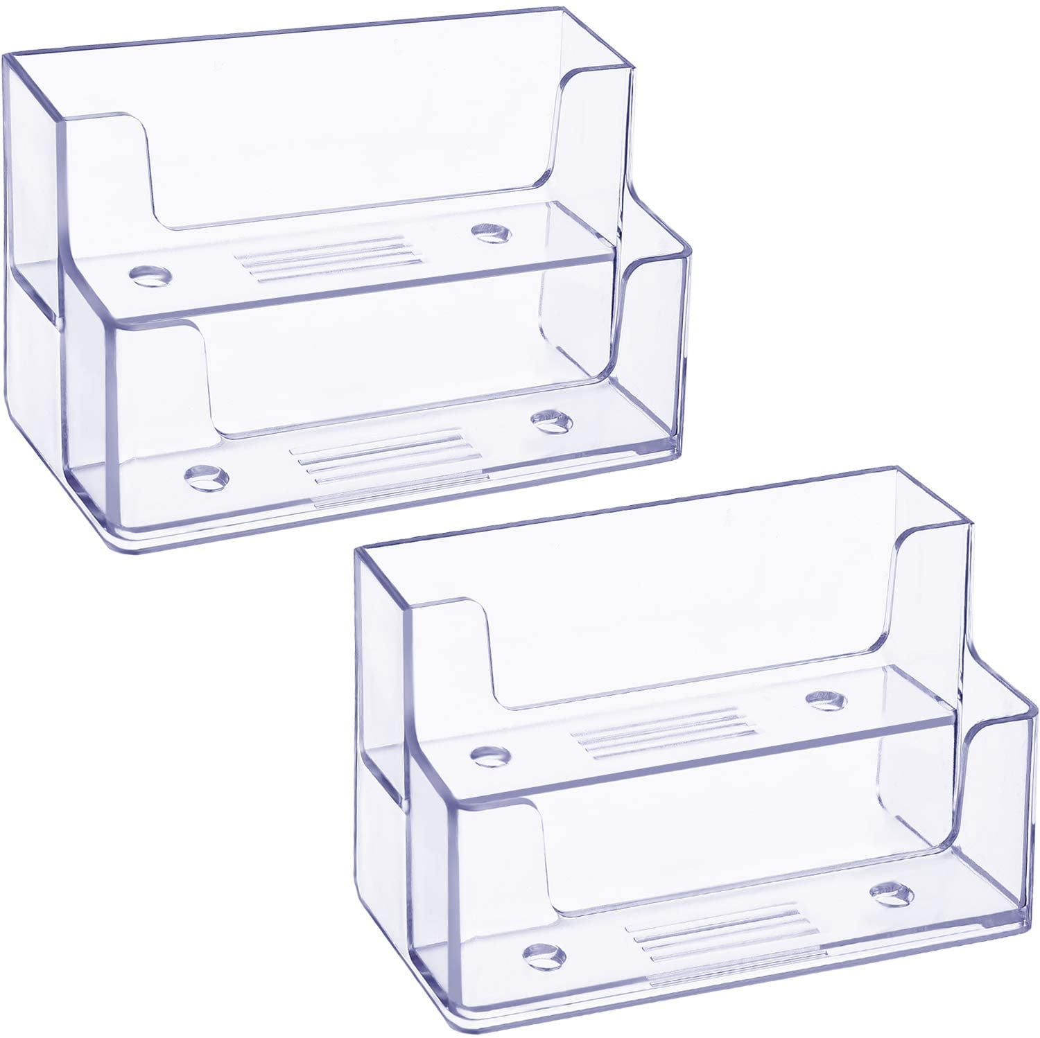 2-Pack Clear Business Card Holder, 2-Tier Plastic Stand, 120 Cards ...