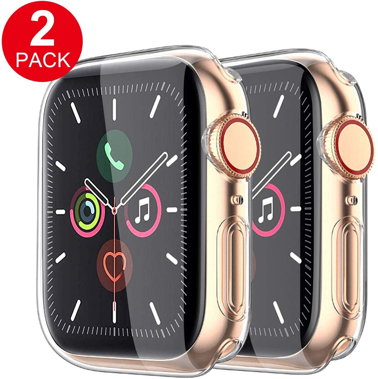 [2-Pack] Clear Case for Apple Watch Series 5/6/SE 42mm with Built-in ...