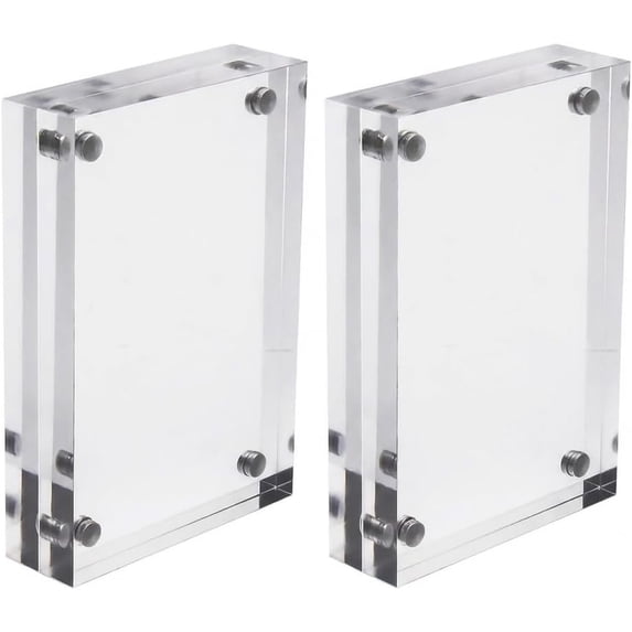 2 Pack Clear Desktop Double Sided Magnetic Picture Display Acrylic ...