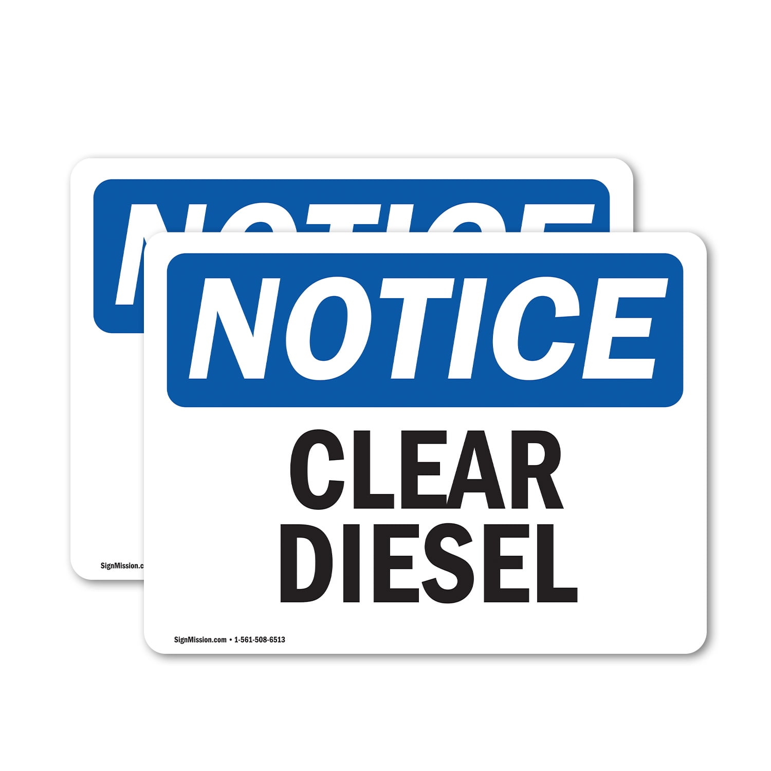 (2 Pack) Clear Diesel OSHA Notice Sign 24 Inch X 18 Inch Vinyl Label ...