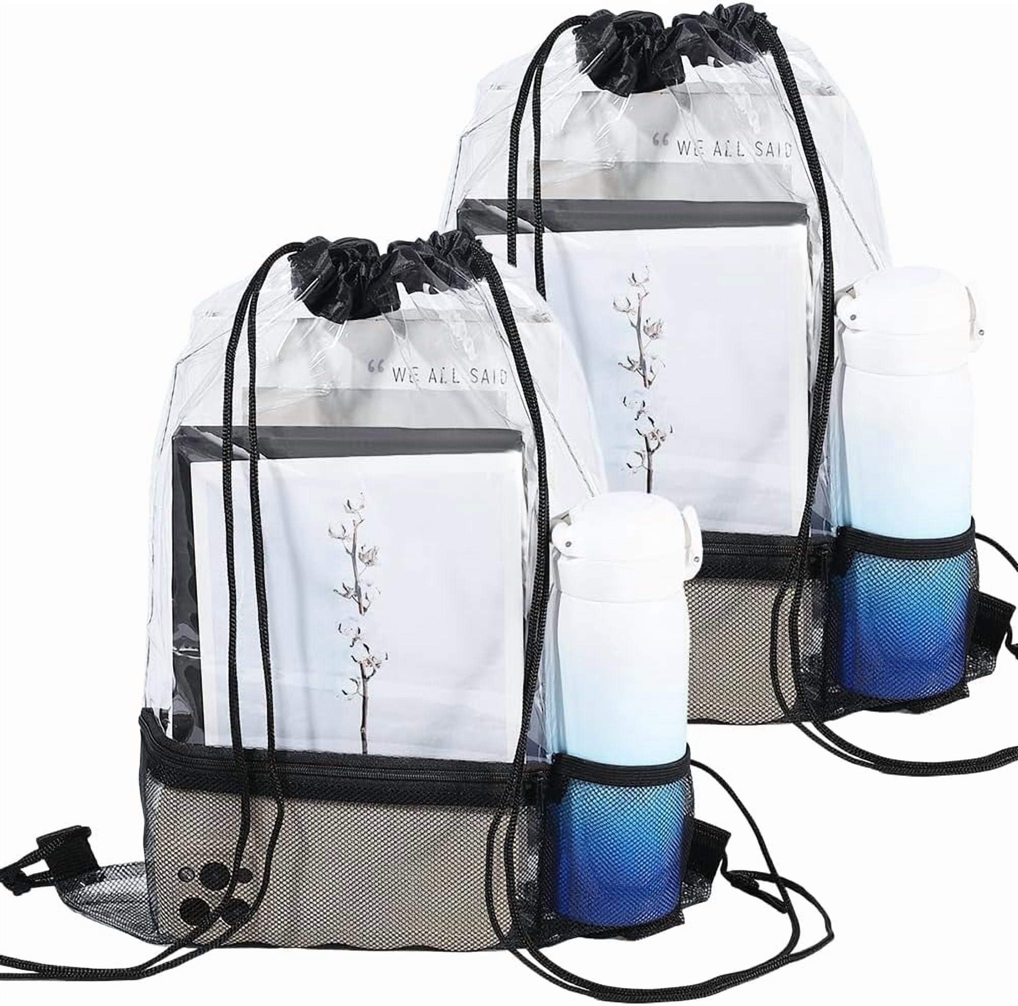 2 Pack Clear Drawstring Bags Waterproof PVC String Backpack Lightweight ...