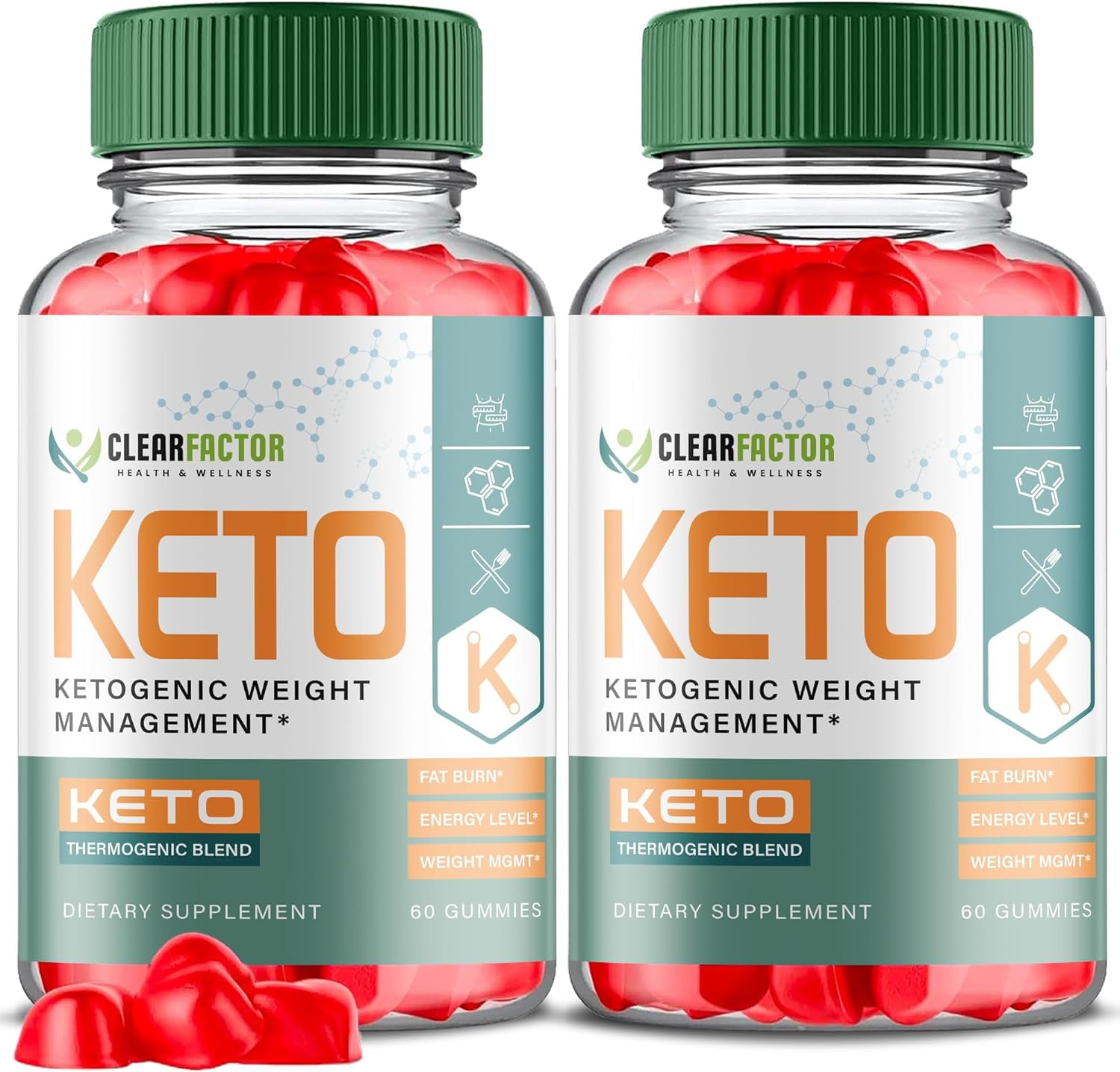 (2 Pack) Clear Factor Keto ACV Gummies - Apple Cider Vinegar Supplement ...