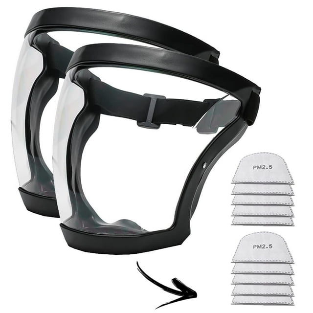 2 Pack Clear Full Safety Face Shield for Adults Women Men, Adjustable ...