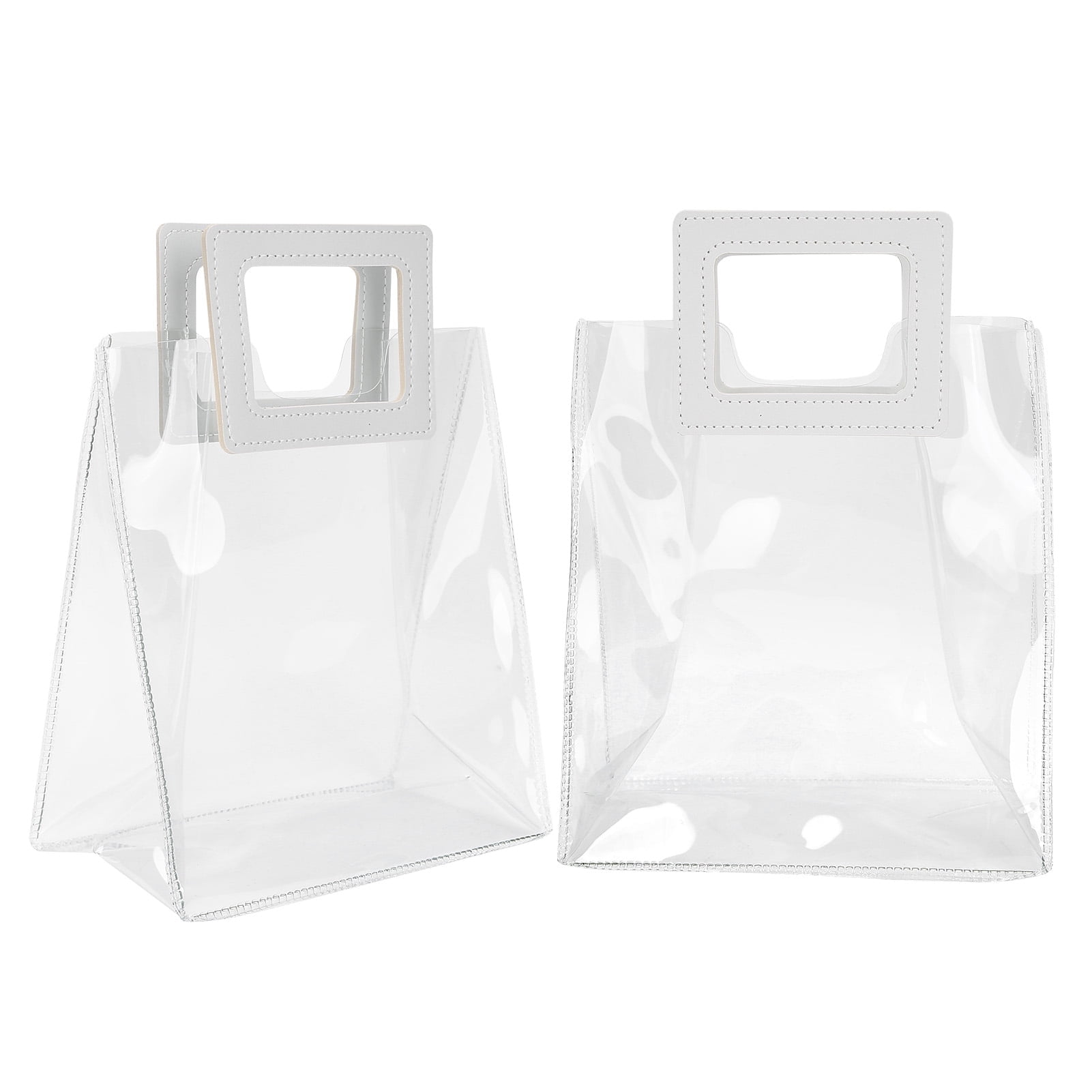 2 Pack Clear Gift Bags with Handles Transparent PVC Gift Bag Heavy Duty ...