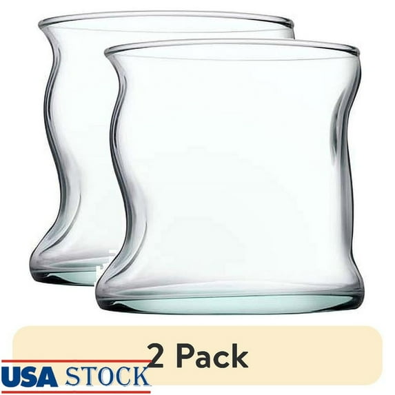 2 Pack Clear Green Glassware 11.5 oz Eco-Friendly Stackable Old ...