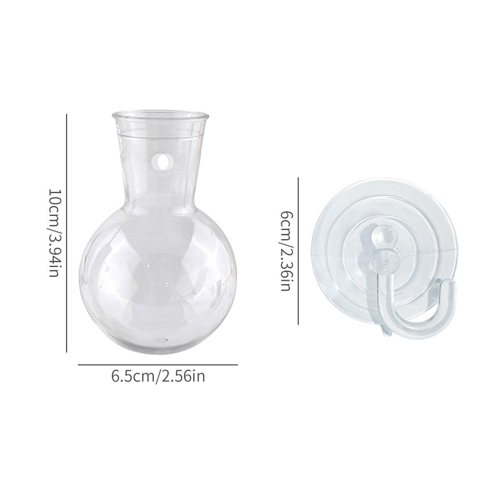 2-Pack Clear Hanging Vase With Suction Cups - Wall Mounted rium For ...