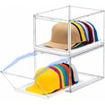 2 Pack Clear Hat Organizer Box, Stackable Cap Storage Display Case with ...