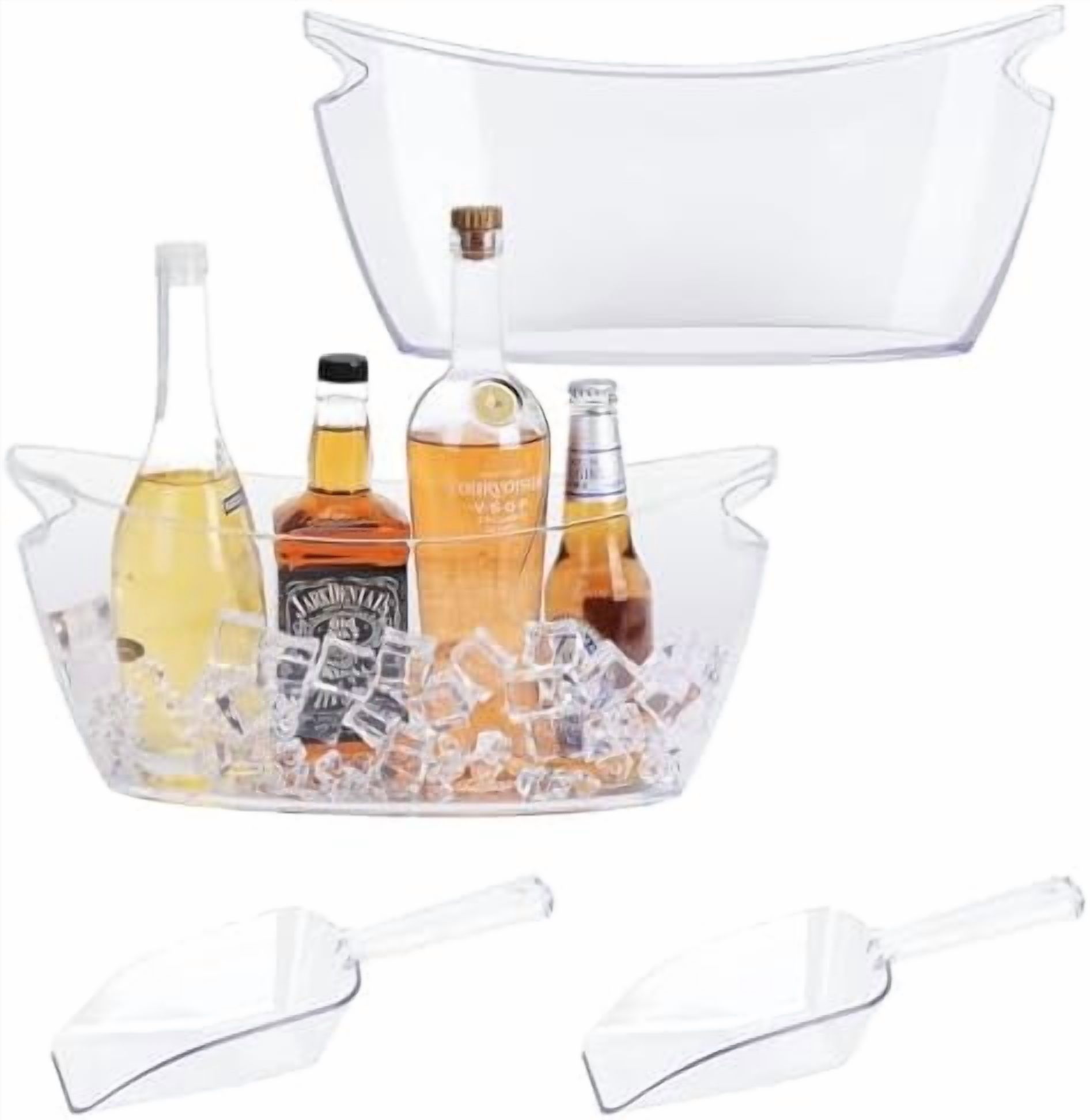 2-Pack Clear Ice Bucket Set – Beverage Tub & Champagne Bucket,Perfect ...