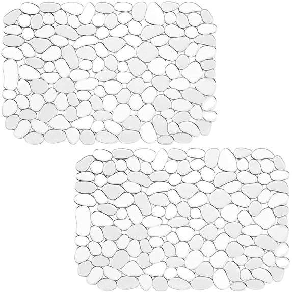 2 Pack Clear Kitchen Sink Mats with Pebble Design, Eco-Friendly PVC ...