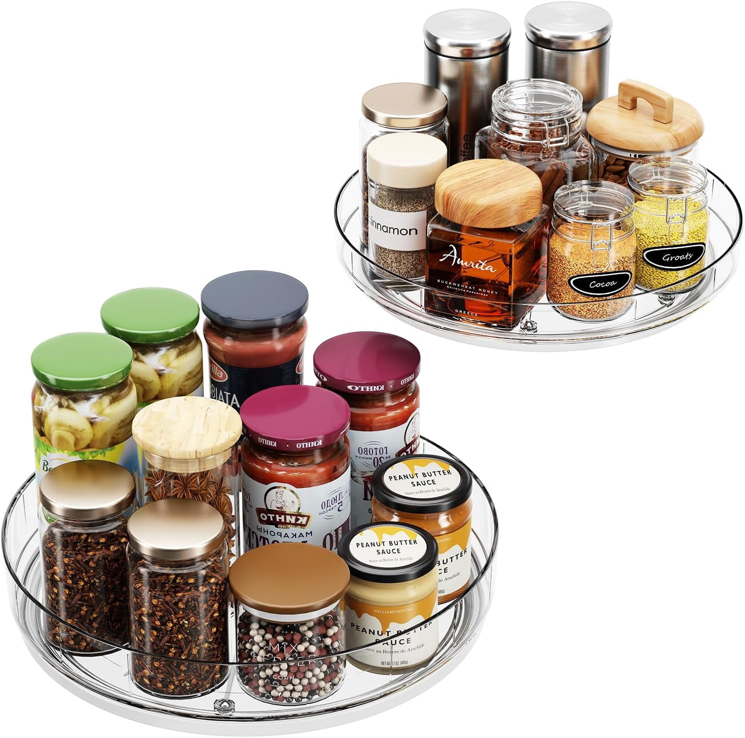 2 Pack Clear Lazy Susan Turntable Organizer for Cabinet, 10'' 10.6 ...