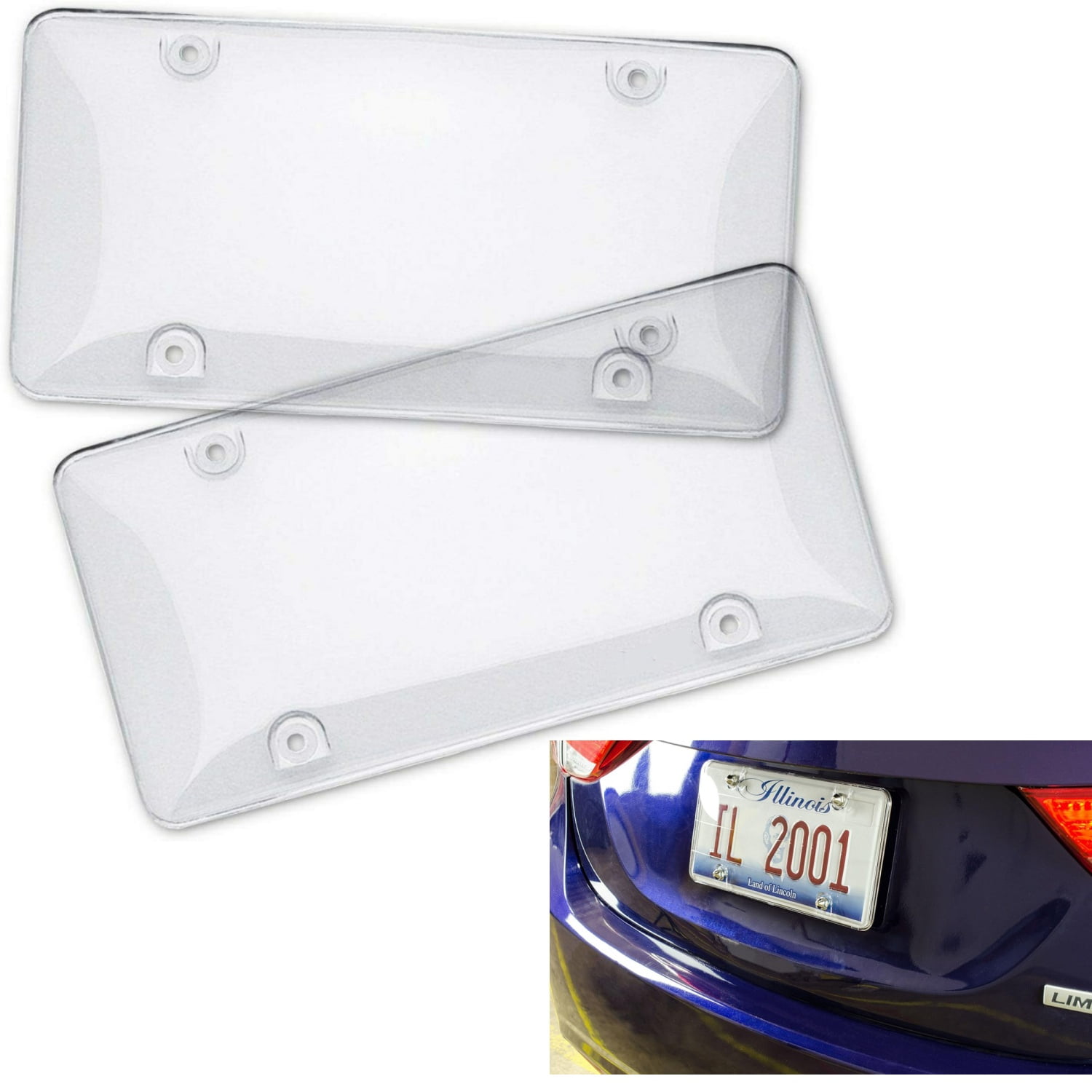 2 Pack Clear License Plate Cover Frame Shields,/License Plate Bubble ...